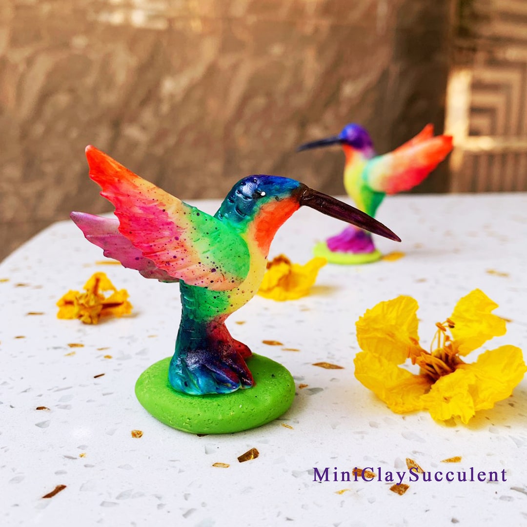 Clay Hummingbird Toy, Miniature Garden Hummingbird Gift for Parents ...