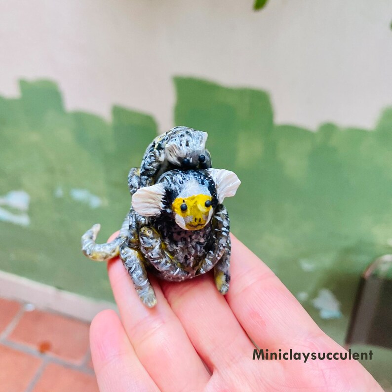 Marmoset Toy, Handmade Monkey, South American Animal, Mom and Baby ...