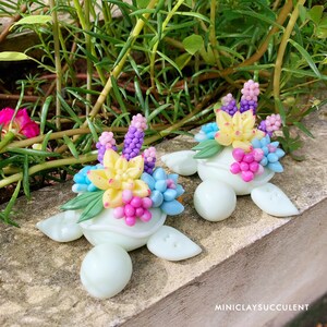 Mint Turtle Flowers Toy, Turtle Purple Lavender Lover, Polymer Tortoise ...