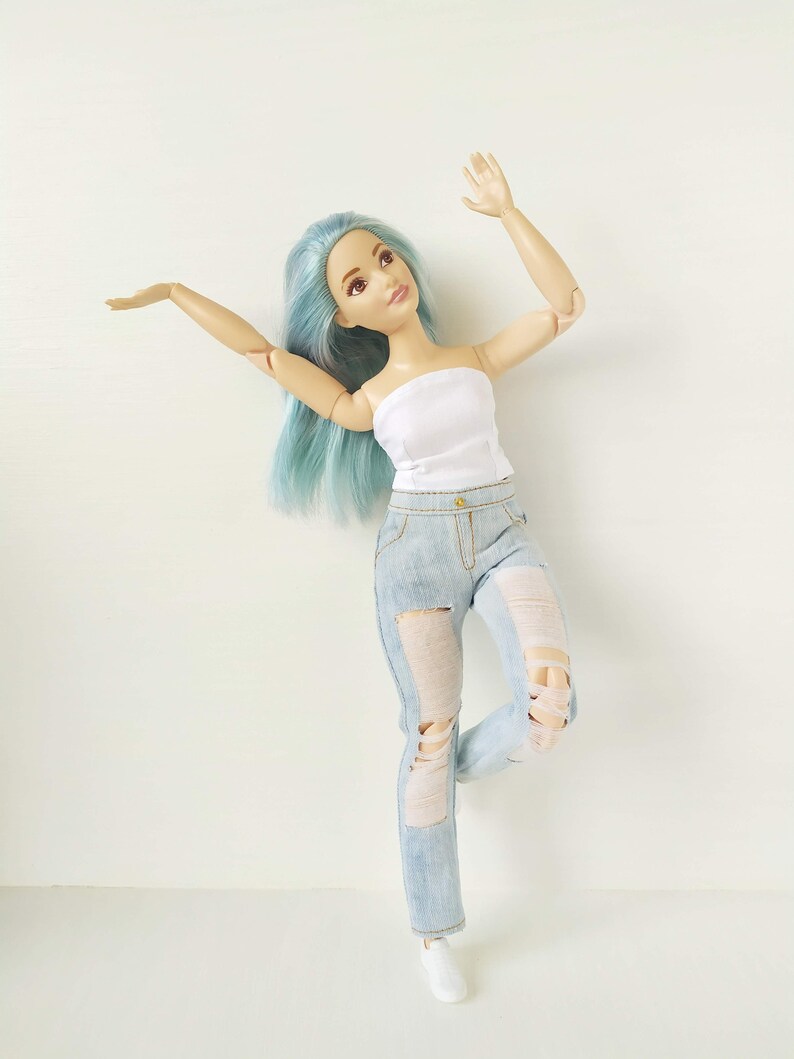 Barbie jeans curvy barbie jeans torn jeans barbie Barbie | Etsy