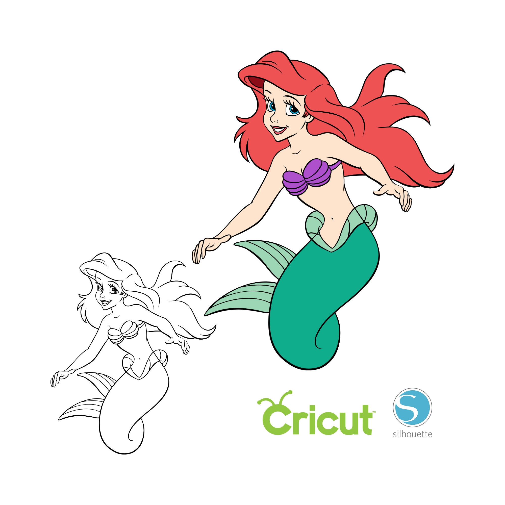 2 Ariel SVG Bundle SVG for Cricut and Silhouette Cutting | Etsy