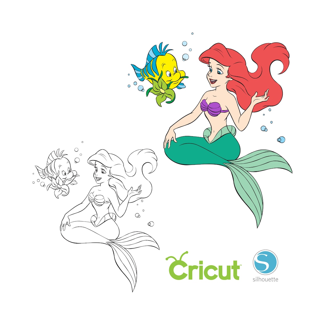 2 Ariel SVG Bundle SVG for Cricut and Silhouette Cutting - Etsy