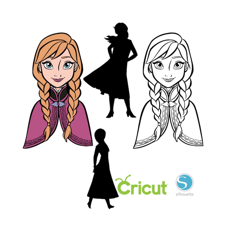 4 Anna SVG for Cricut and Silhouette Cutting Machines Frozen | Etsy