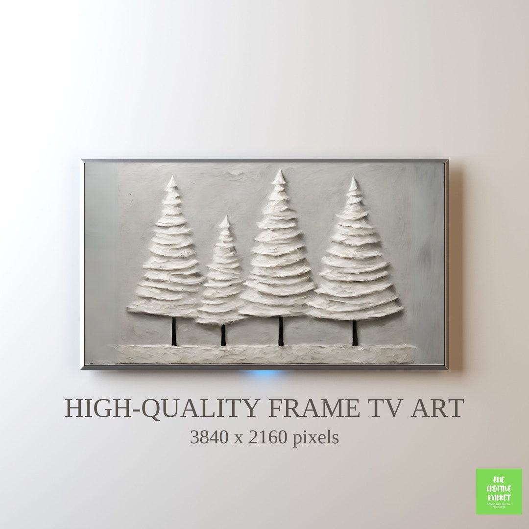 Christmas Trees Frame TV Art, Oil Painting, Frame TV 4k Art - Etsy