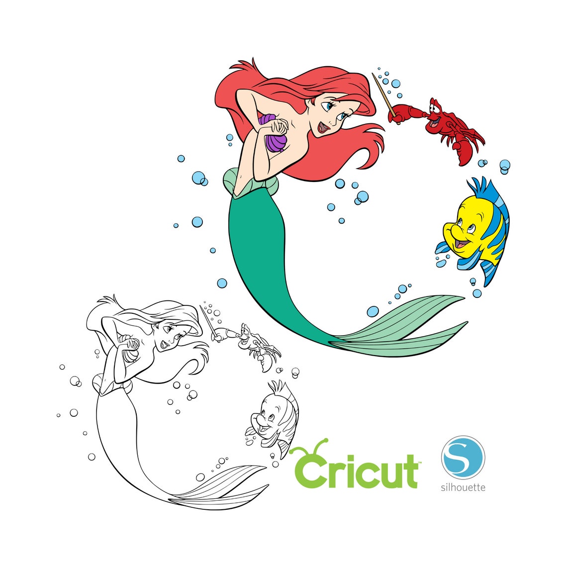 2 Ariel SVG Bundle SVG for Cricut and Silhouette Cutting - Etsy