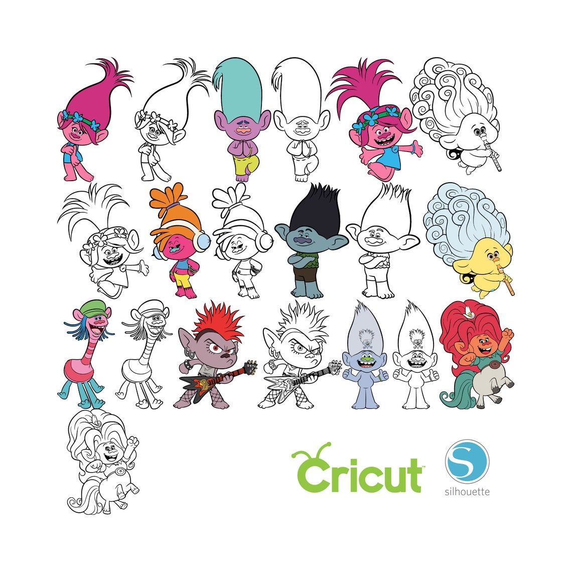 20 Trolls SVG Bundle for Cricut and Silhouette Cutting - Etsy UK