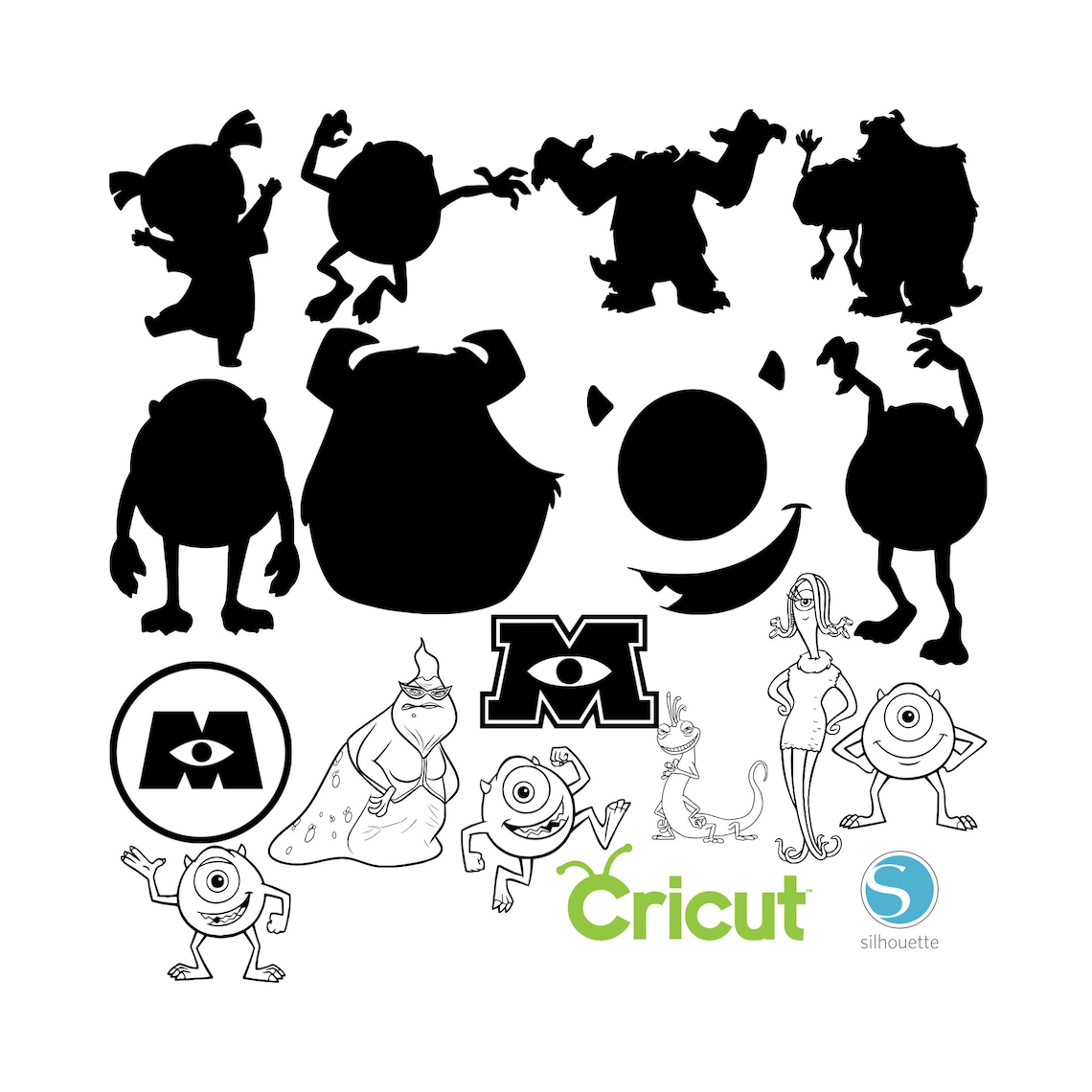 94 Monsters Inc SVG Bundle SVG for Cricut and Silhouette Cutting ...