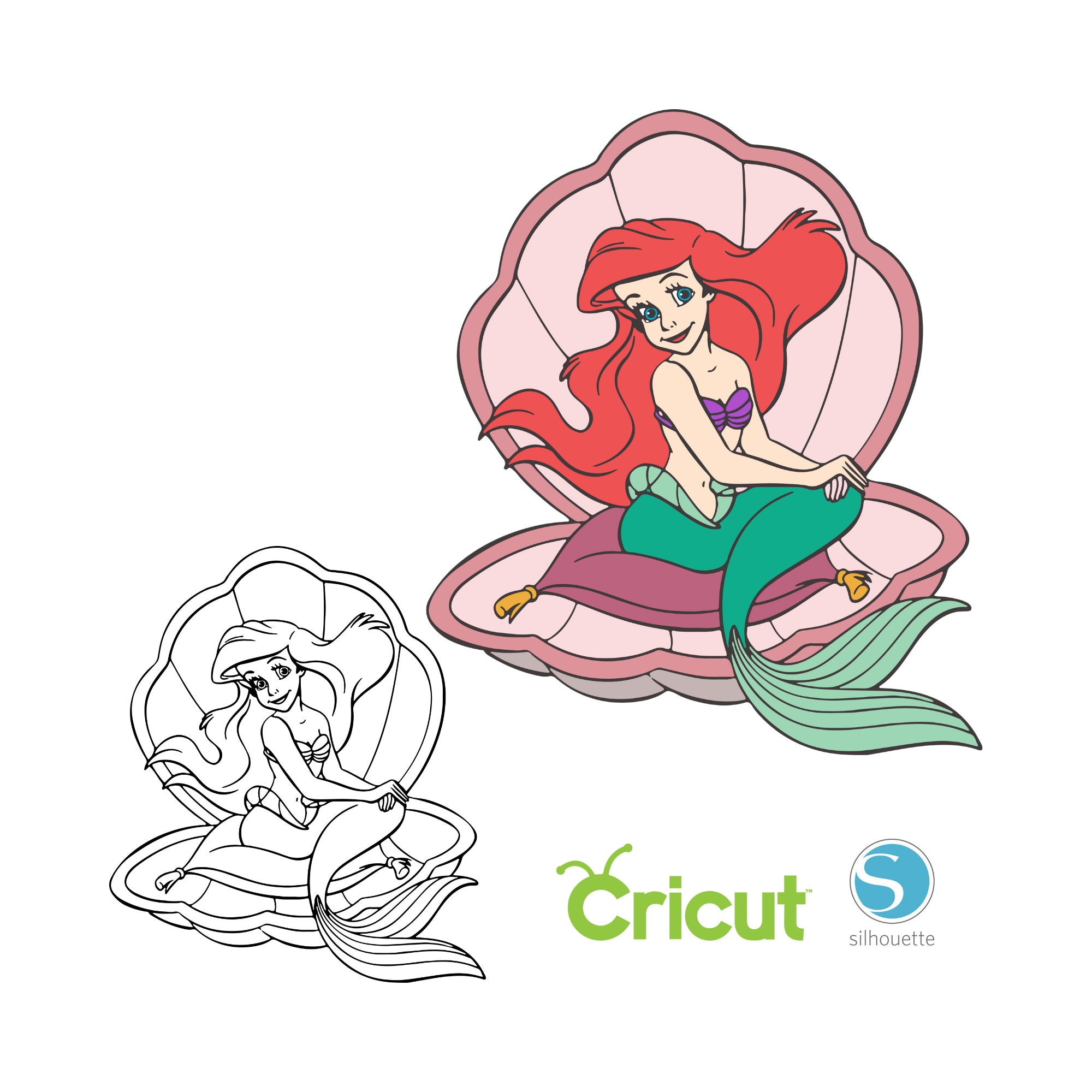 2 Ariel SVG Bundle SVG for Cricut and Silhouette Cutting - Etsy