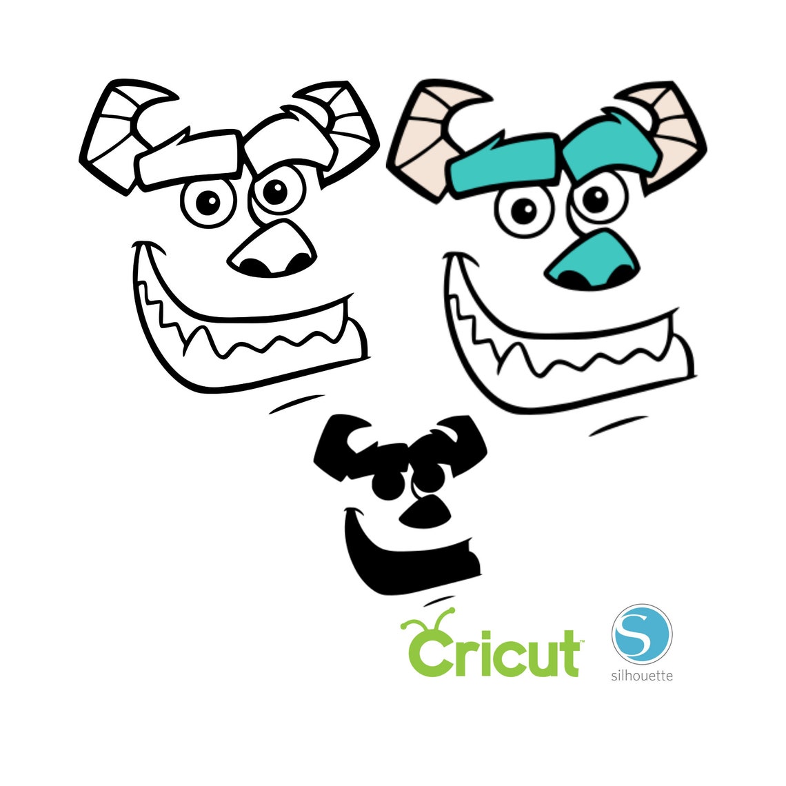 3 Sully Face SVG Bundle SVG for Cricut and Silhouette Cutting Machines ...