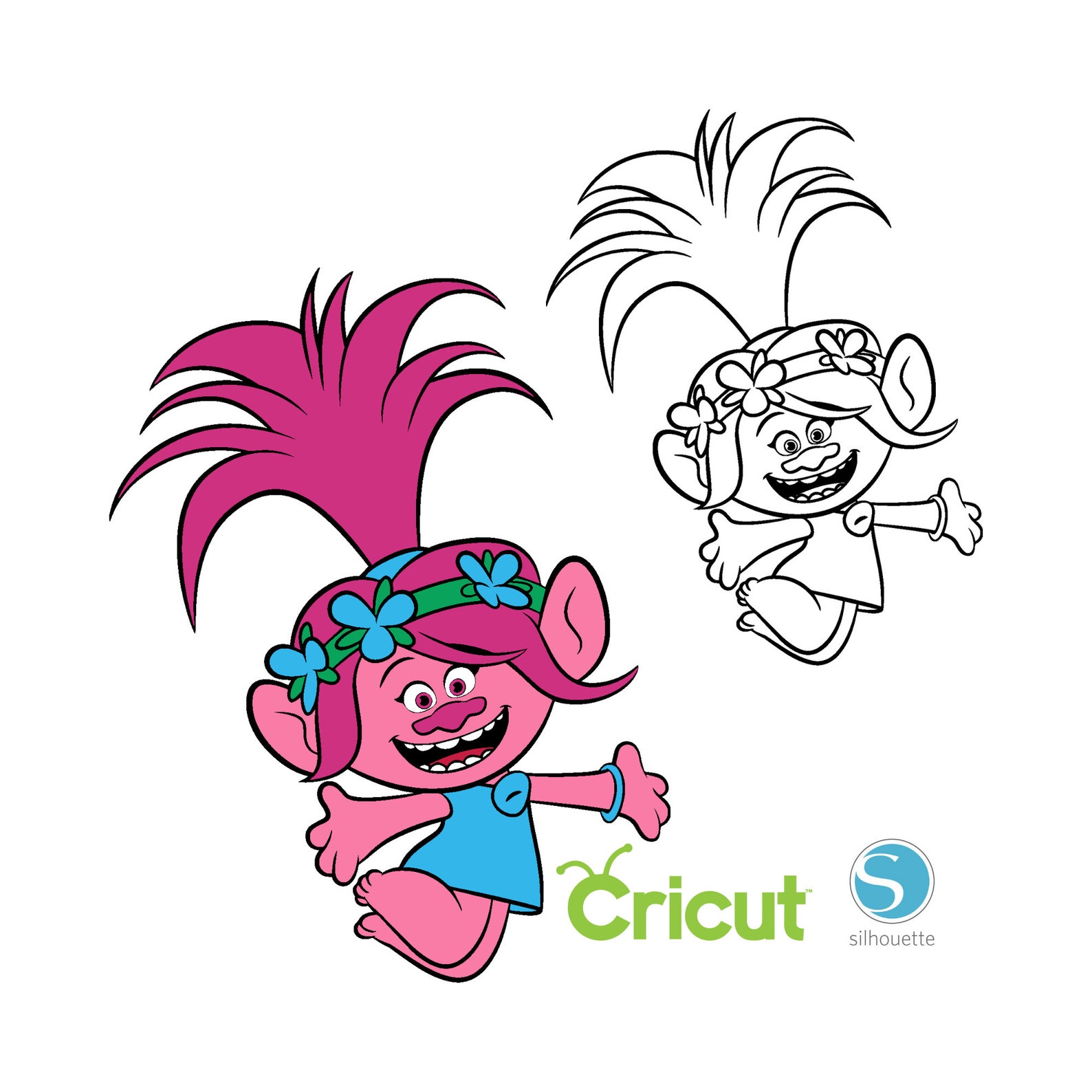 2 Poppy Trolls SVG for Cricut and Silhouette Cutting Machines - Etsy UK