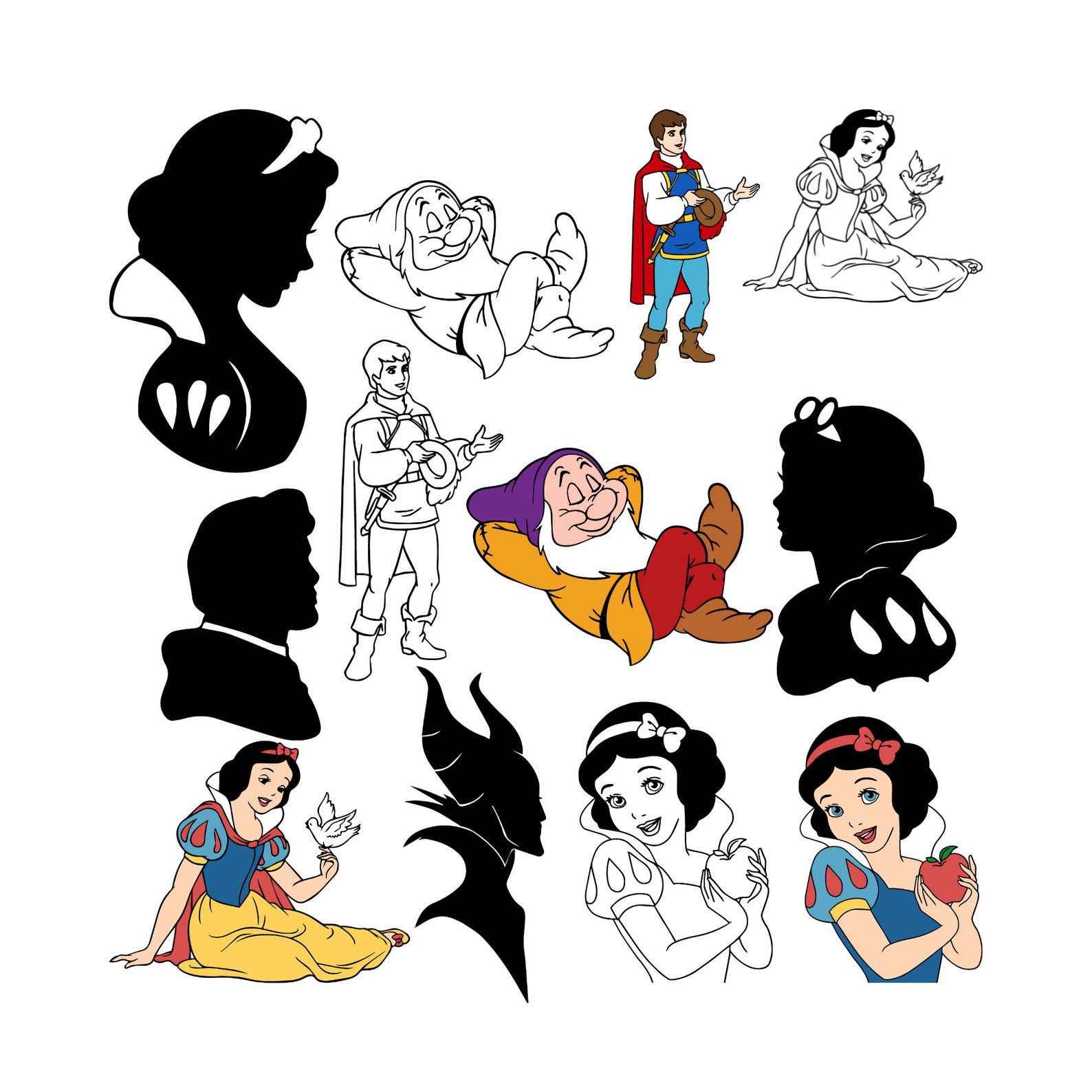25 Snow White Bundle SVG for Cricut and Silhouette Cutting Machines - Etsy