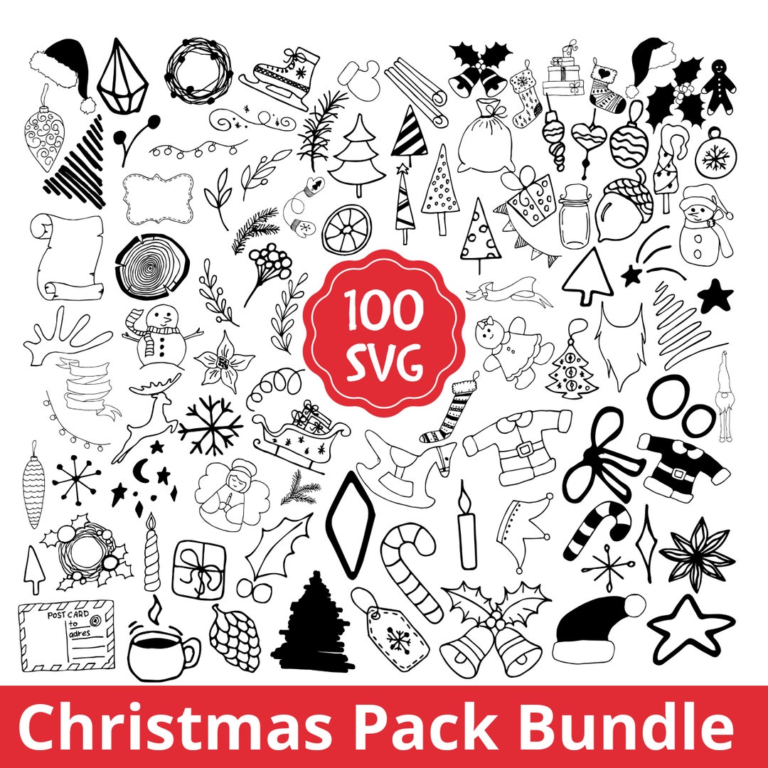 100 Christmas Elements SVG Bundle for Cricut and Silhouette Cutting ...