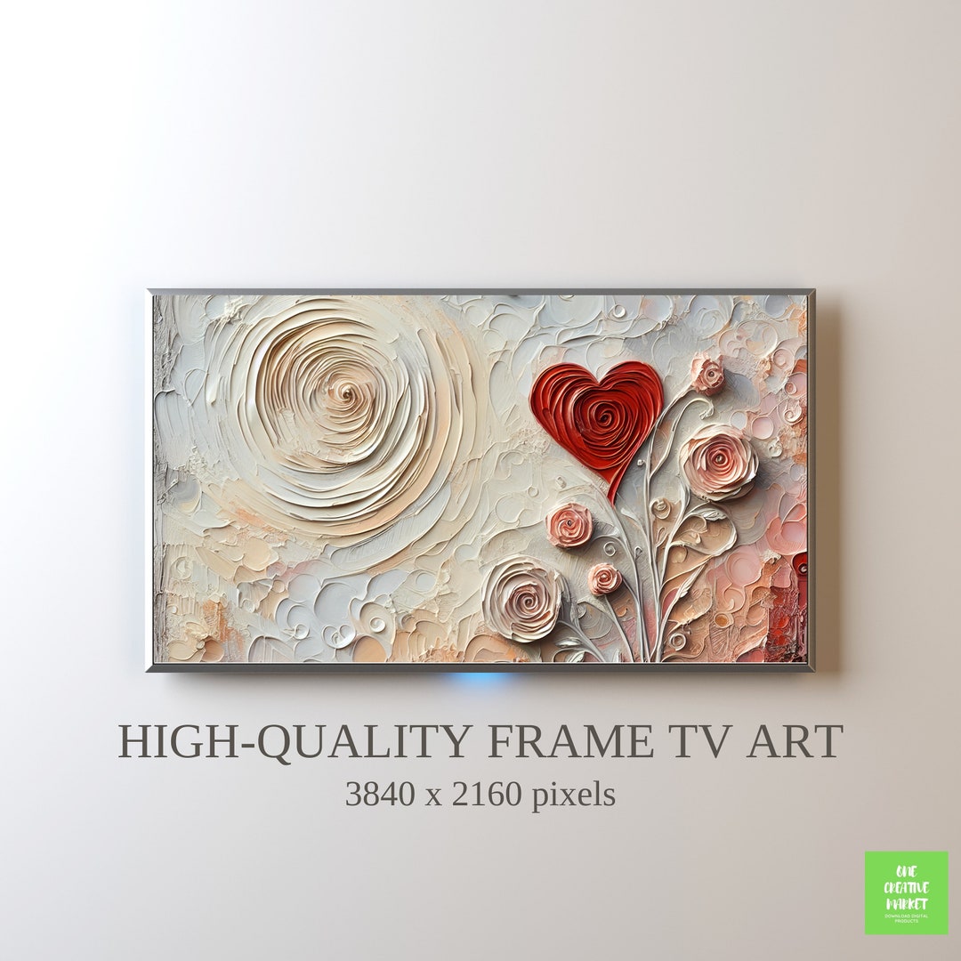 Valentine's Day Frame TV Art, Digital Textured Art, Frame TV 4k Art ...