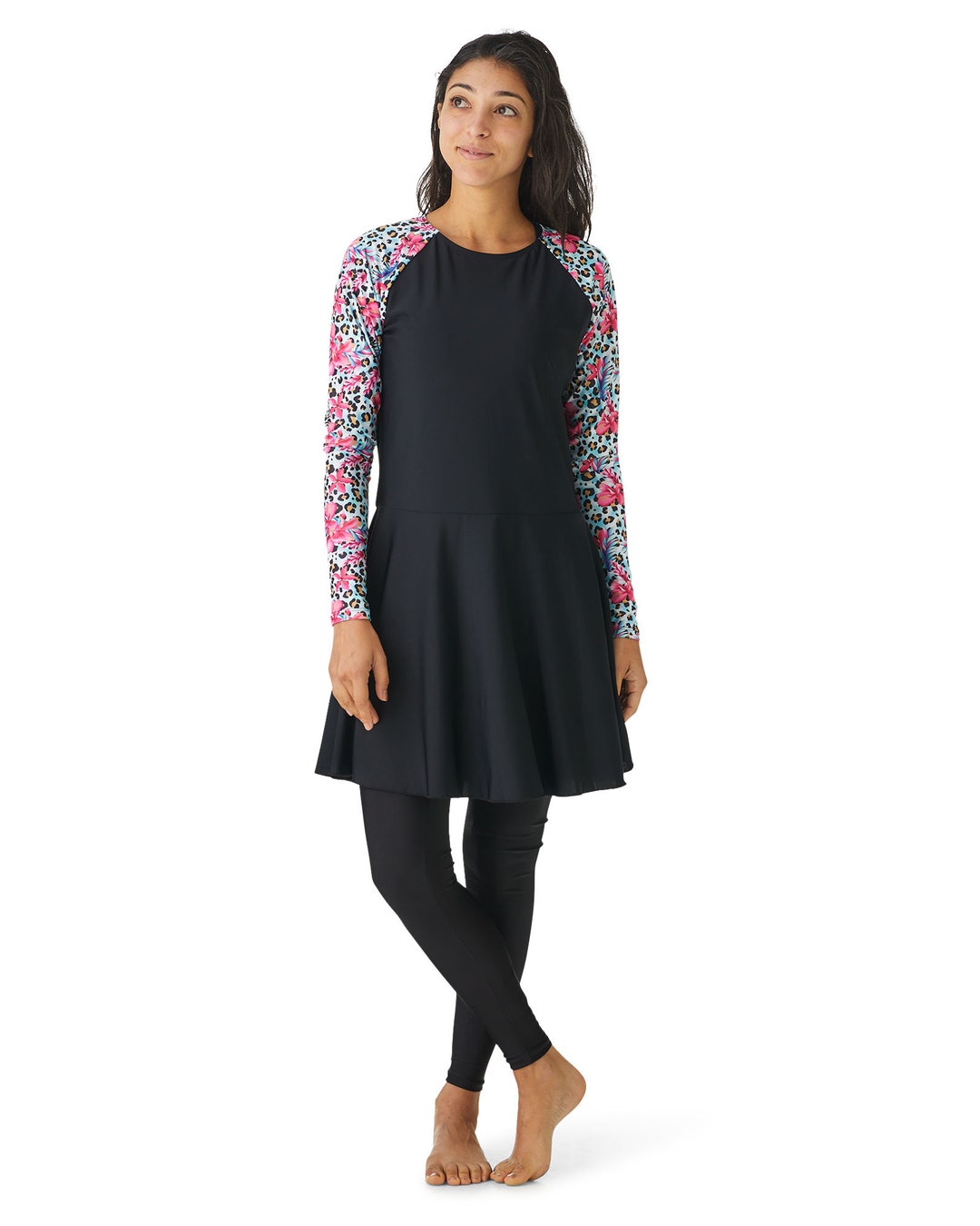 Leopard Modest Swim Set With Legging SPF50 - Etsy