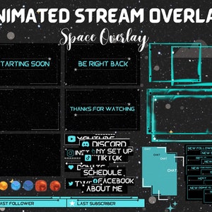 SPACE Animated Outer Space Twitch Stream Overlay Pack blue Stream ...