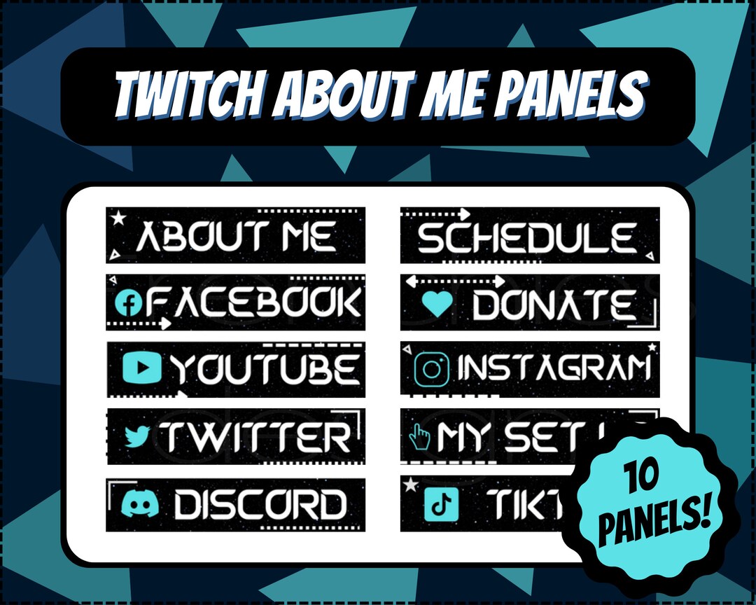 Space Themed Twitch Panels 10 Panels for About Me Page Blue and Black ...