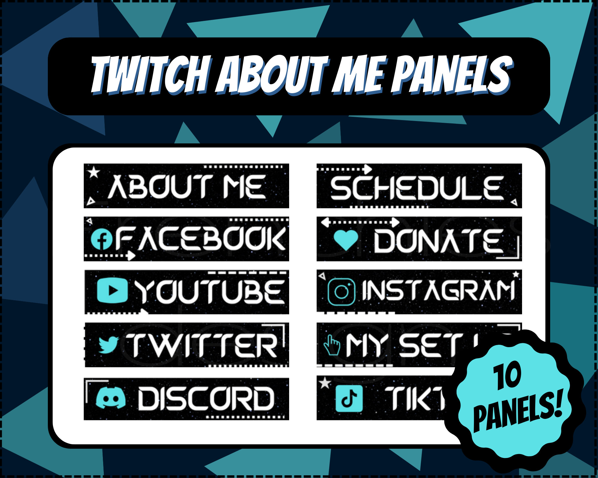 Space Themed Twitch Panels 10 Panels for About Me Page Blue and Black ...