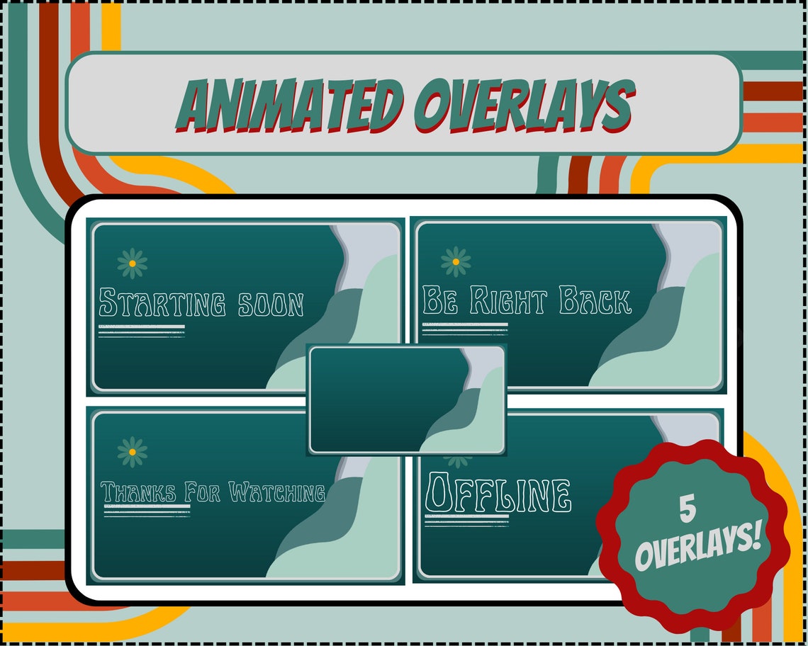 Retro Animated Twitch Stream Overlay Pack 25 Item Bundle Stream ...