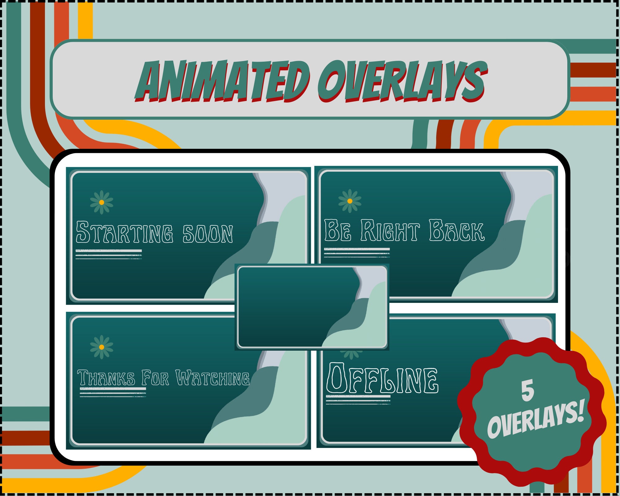 Retro Animated Twitch Stream Overlay Pack 25 Item Bundle Stream ...