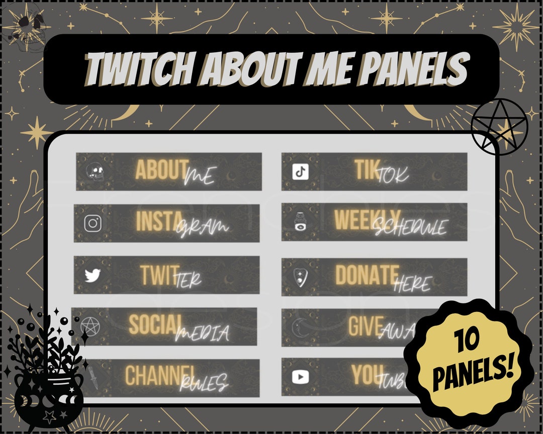 WITCHY About Me Panels for Twitch Mystical Panels for Twitch Page ...