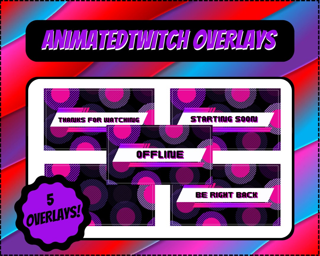 80's Themed Twitch Animated Overlays 5 Overlays for Stream Pop Design ...