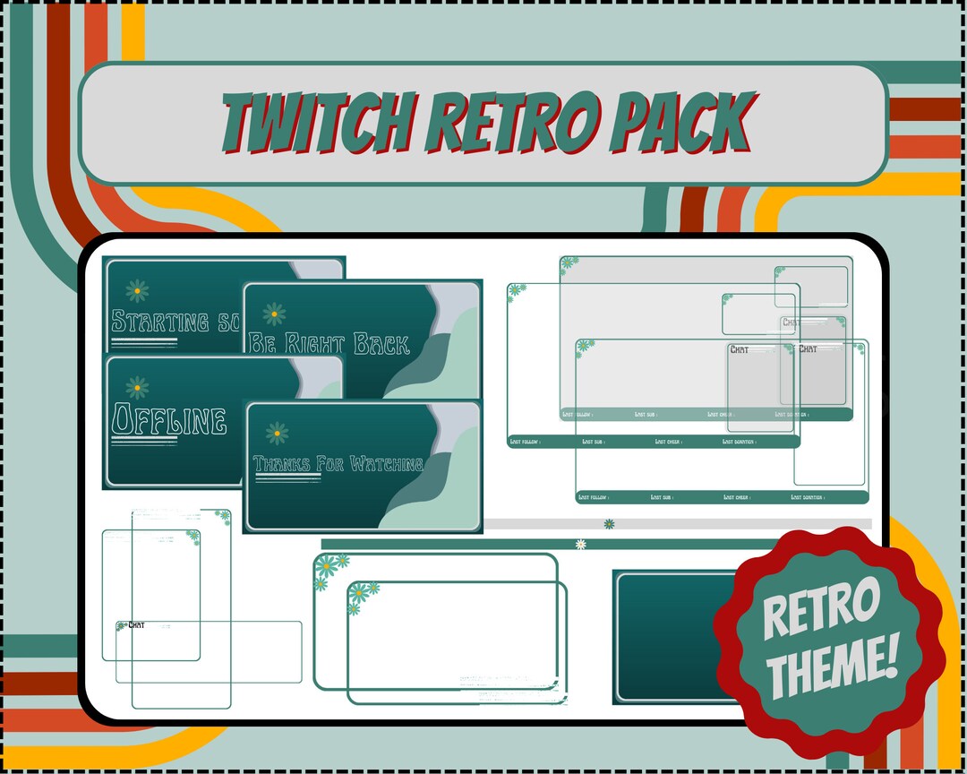 Retro Animated Twitch Stream Overlay Pack 25 Item Bundle Stream ...
