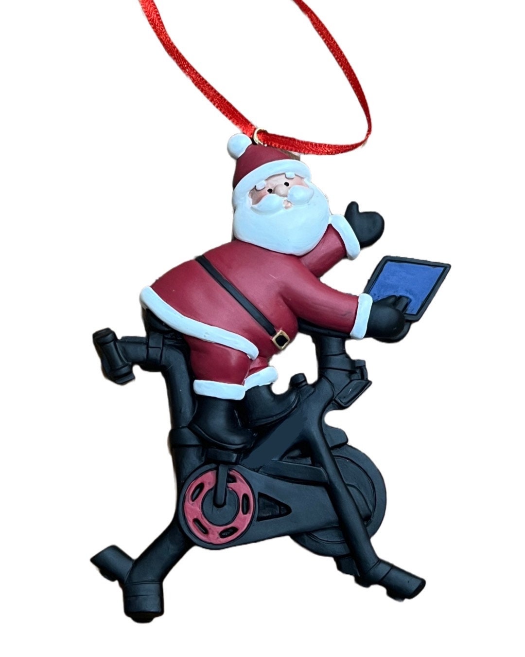 Santa Claus Riding on Spin Bike Christmas Ornament Gift Spin Class ...
