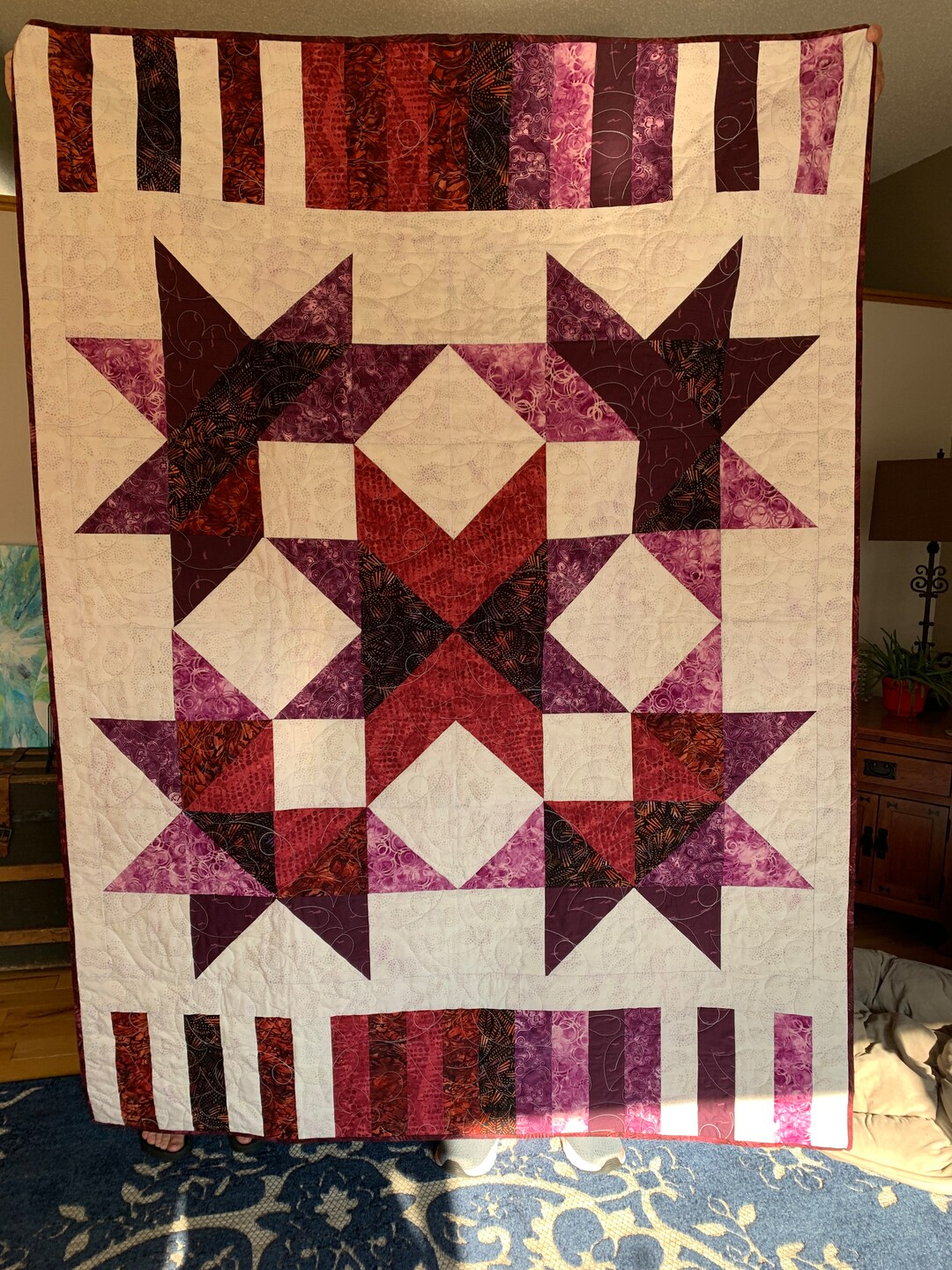 Purple Batik Star Quilt (54x73) - Etsy