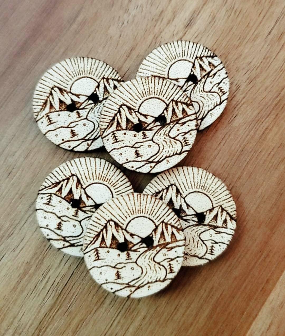 Mountain Scape Buttons Set of 20 - Wooden - Laser Engraved Buttons - 1 ...