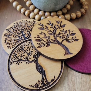 Tree of Life Wood Coasters Set of Four Individual Designs - Etsy