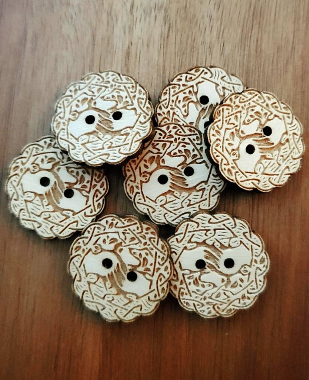 Celtic Tree of Life Wooden Buttons Set Ot 20 - 1 and 1.25 Inch Button ...