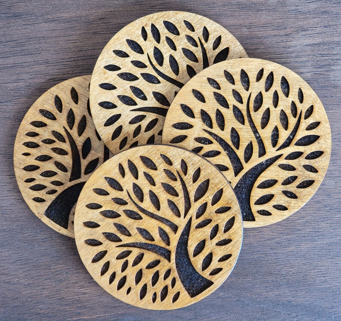 Tree of Life Coasters, Minimalist Tree of Life Coasters, Anniversary ...