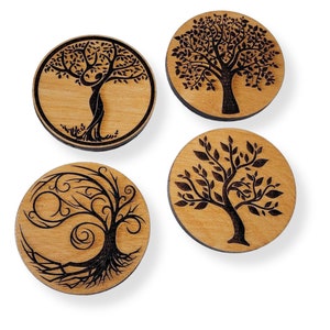 Tree of Life Wood Coasters Set of Four Individual Designs - Etsy