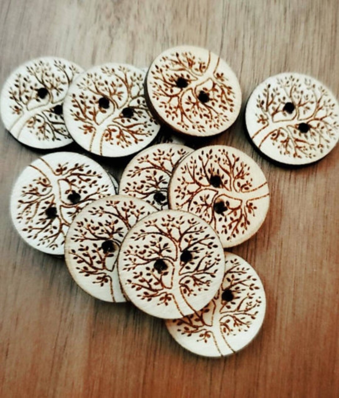 Tree of Life Buttons Style A Set of 20 Wooden Buttons Laser Engraved ...