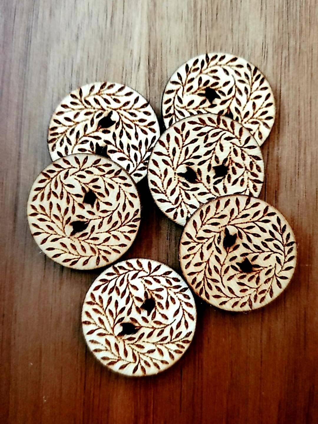 Wooden Leaf Buttons Set of 20 - Laser Engraved Buttons - 1 to 1.25 Inch ...