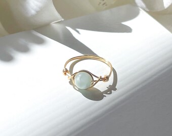 Green Moonstone Ring - Etsy