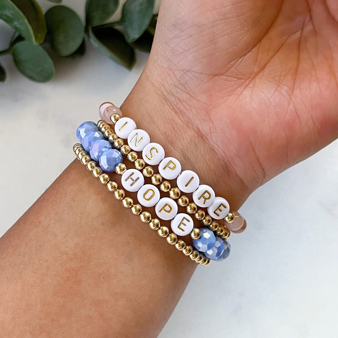 Custom Letter Bracelet, Gift for Teacher, Personalized Word Bracelet ...