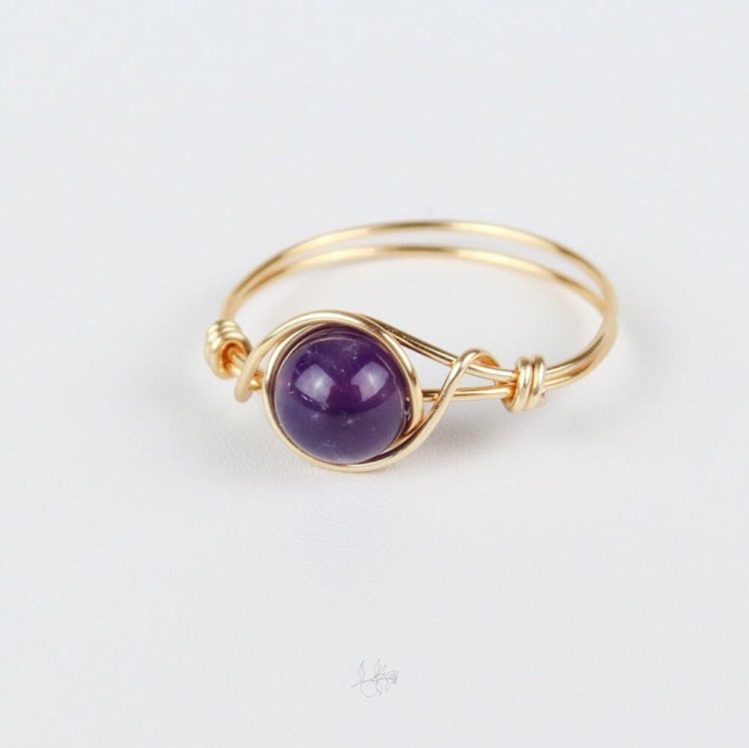 Amethyst Ring, Wire Wrapped Crystal Ring, Amethyst Ring, Boho Jewelry ...