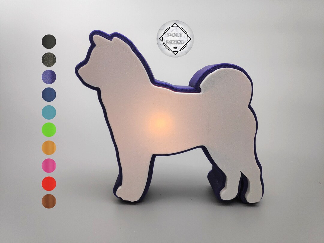 Shiba Inu Heartbeat Night Light, Cute Akita Inu Silhouette LED Bedside ...