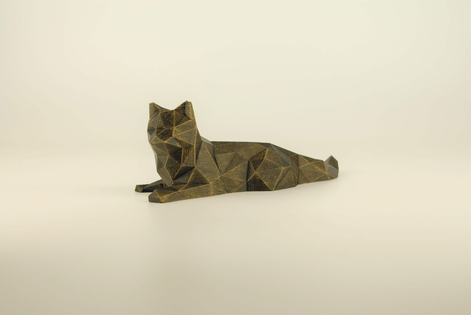 Lying Cat Figurine Low Poly Cute Hand-painted Kitty | Etsy