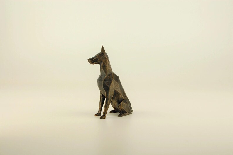 Doberman Figurine Hand-painted, Low Poly Dobie Sculpture, Unique Gift ...