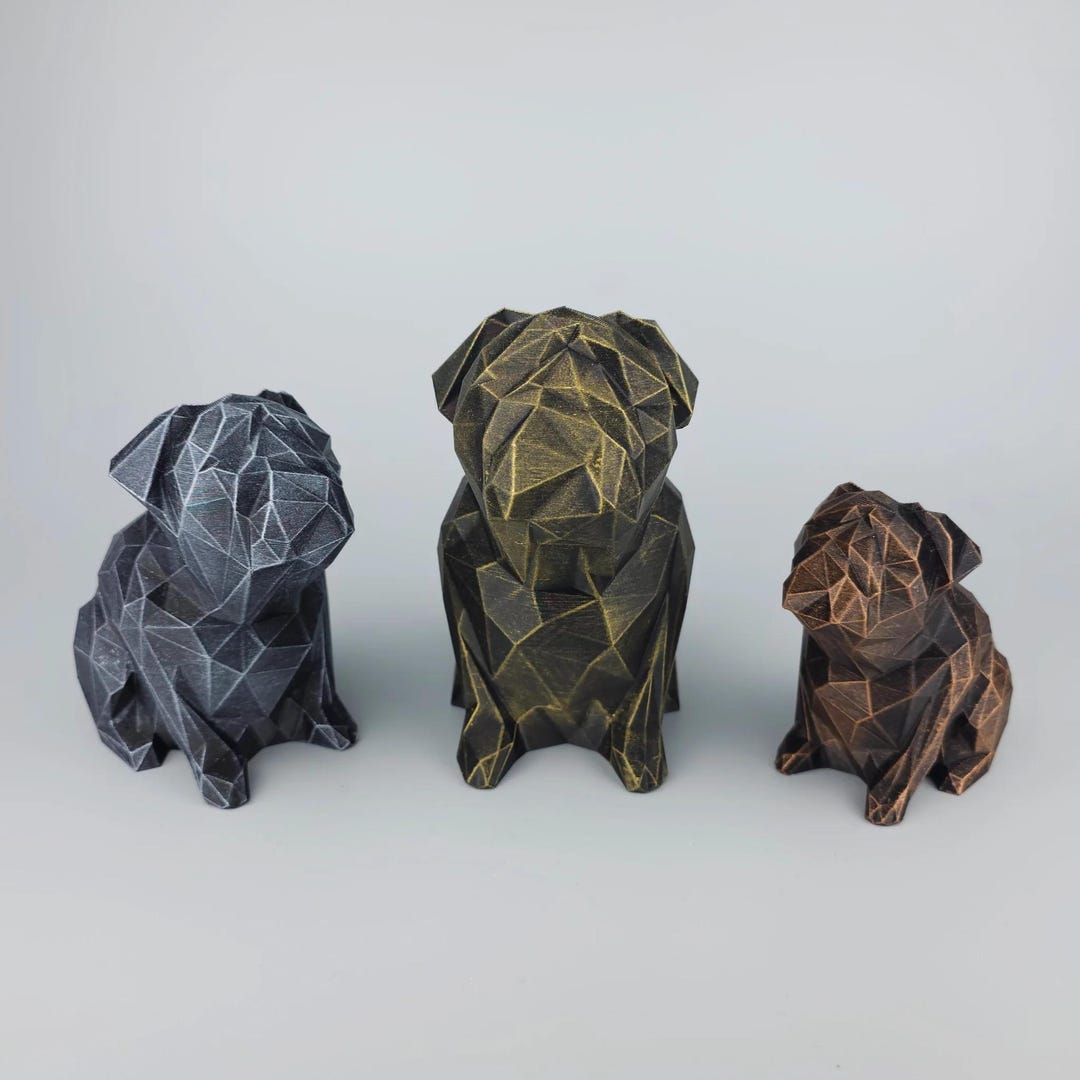 Pug Figurine Low Poly, Hand-painted Boston Terrier Sculpture ...