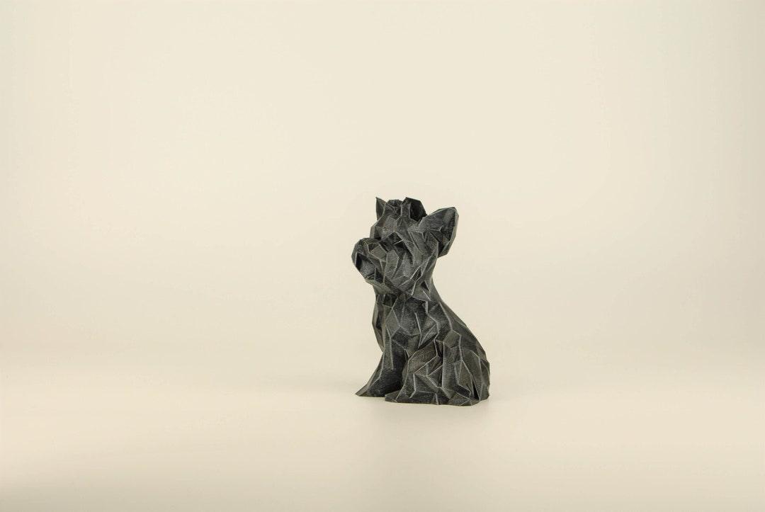 Low Poly Yorkshire Terrier Figurine, Hand Painted Yorkie Sculpture ...