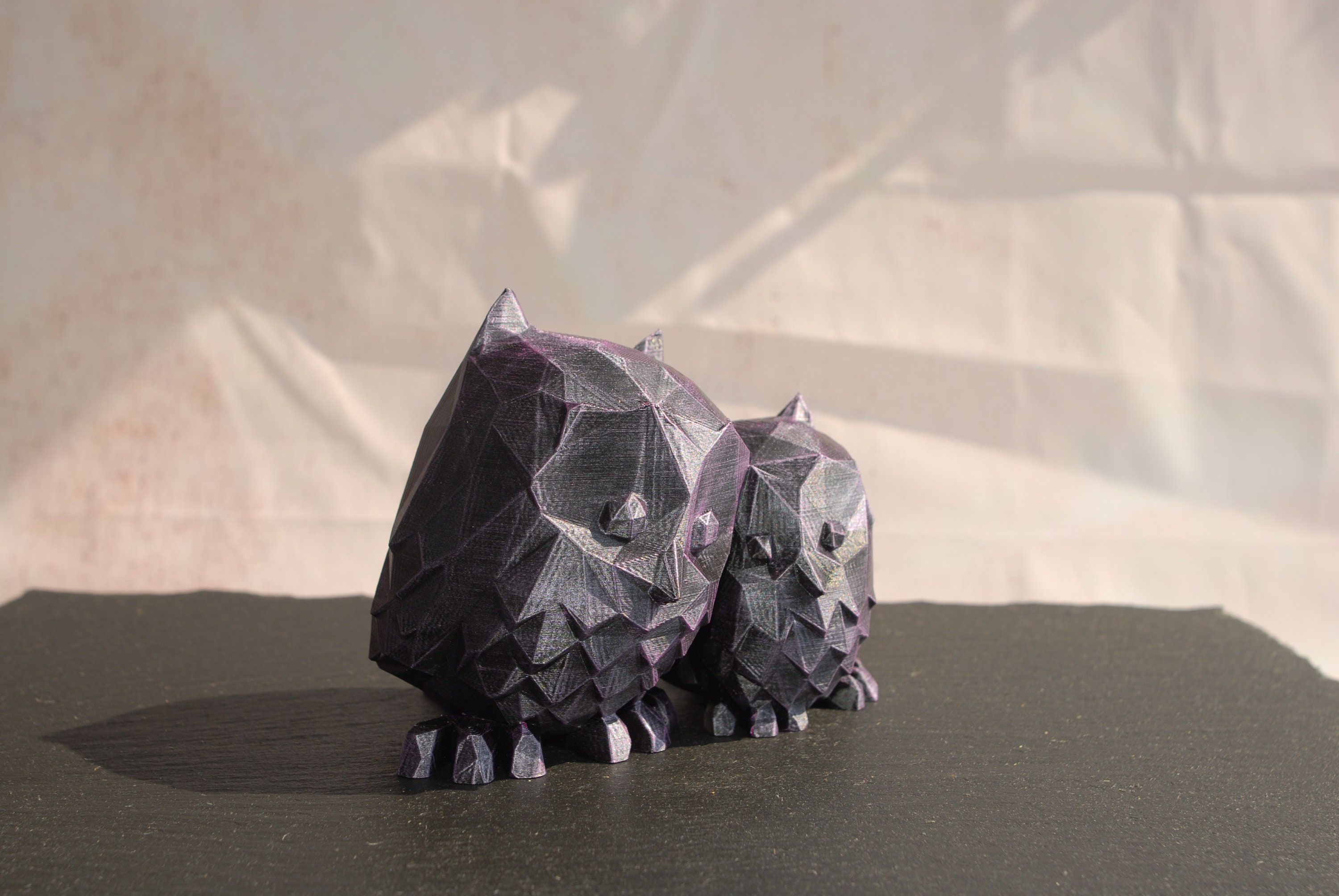 Low Poly Cuddling Owl Pair Figurine Owl Animal Sculpture | Etsy