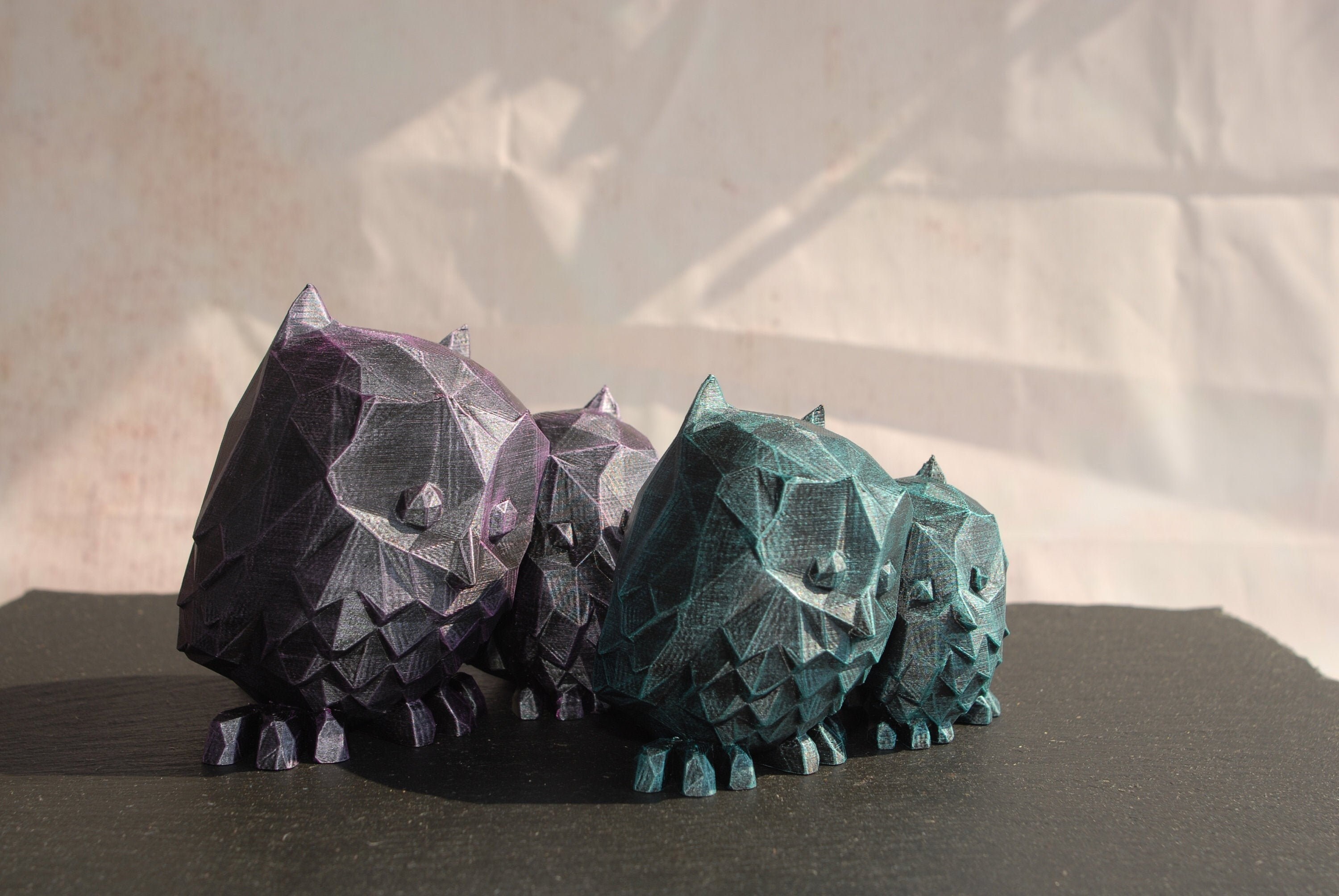 Low Poly Cuddling Owl Pair Figurine Owl Animal Sculpture | Etsy