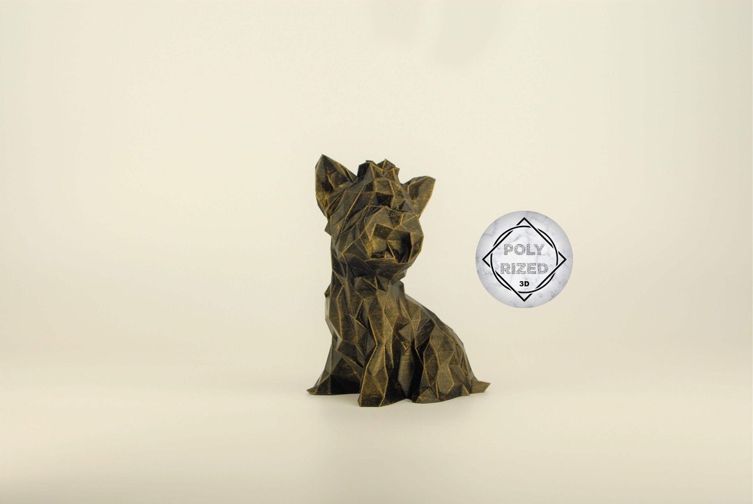 Low Poly Yorkshire Terrier Figurine, Hand Painted Yorkie Sculpture ...
