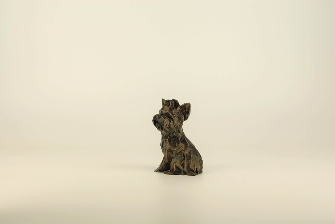 Low Poly Yorkshire Terrier Figurine, Hand Painted Yorkie Sculpture ...