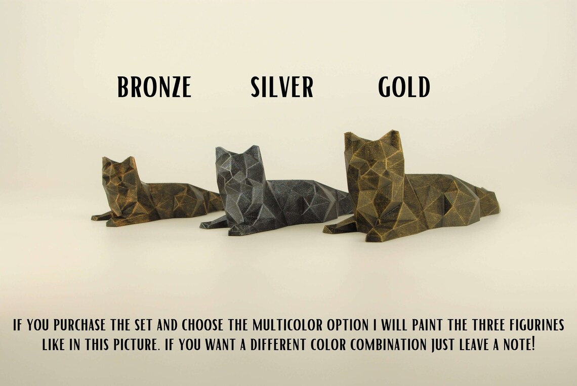 Lying Cat Figurine Low Poly Cute Hand-painted Kitty | Etsy