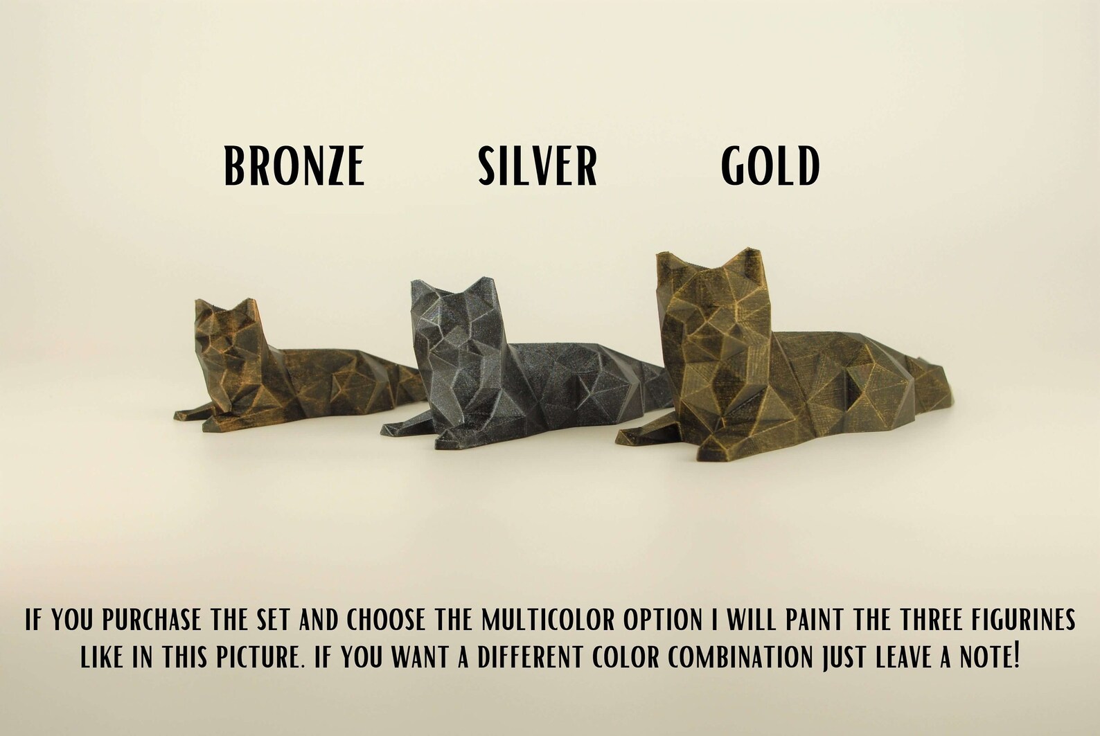 Lying Cat Figurine Low Poly Cute Hand-painted Kitty | Etsy