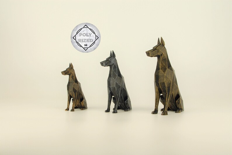 Doberman Figurine Hand-painted Low Poly Dobie Sculpture - Etsy